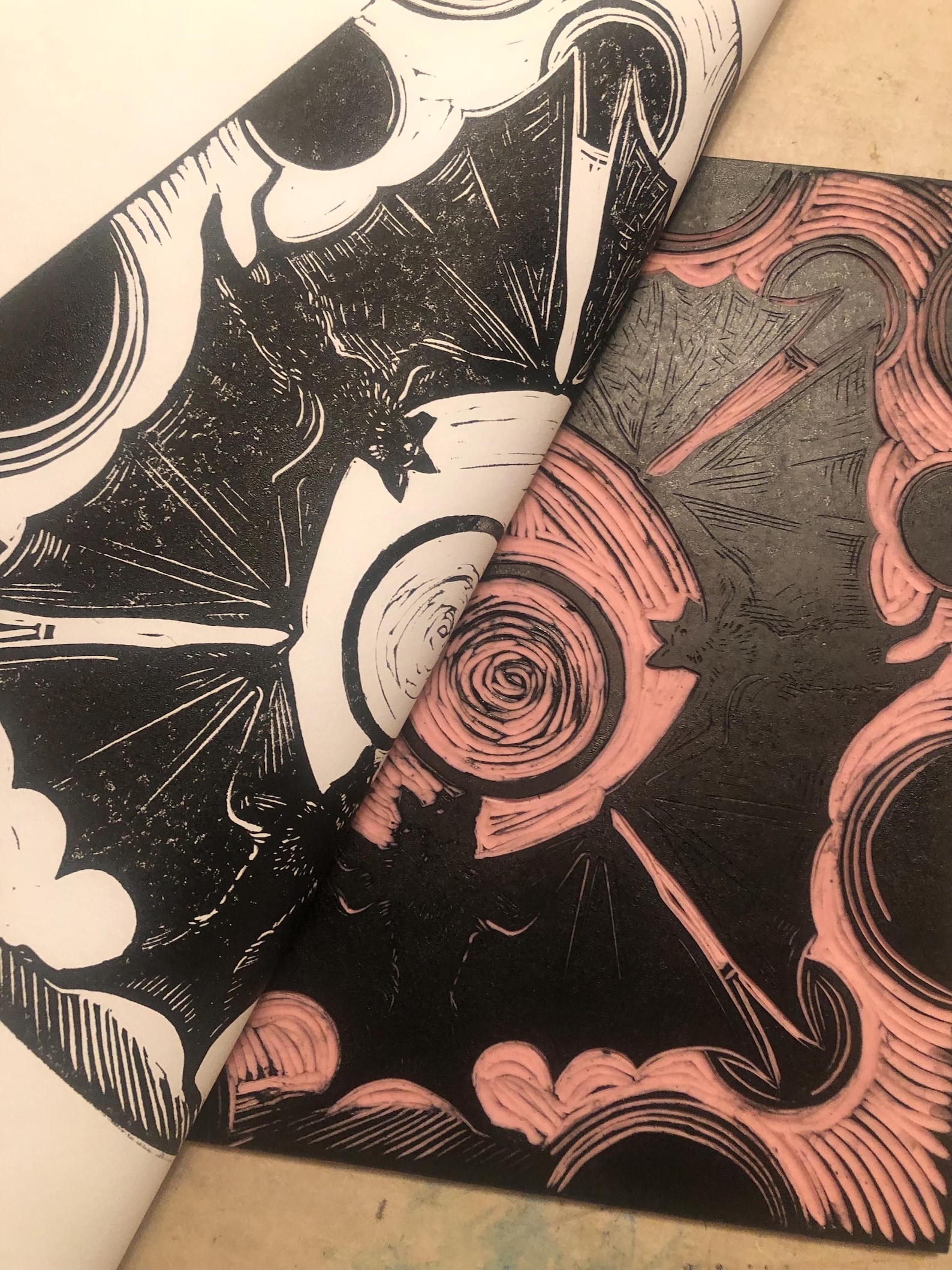 Balancing Bat Performance Linocut - Etsy