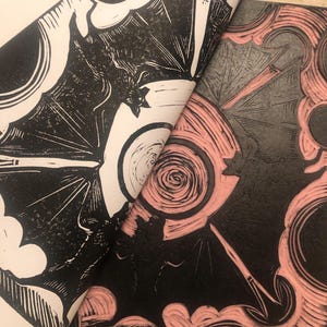 Balancing Bat Performance Linocut - Etsy
