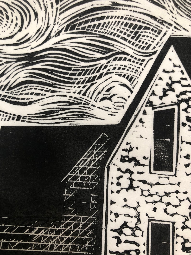 Cottages, Star Island NH Linocut - Etsy