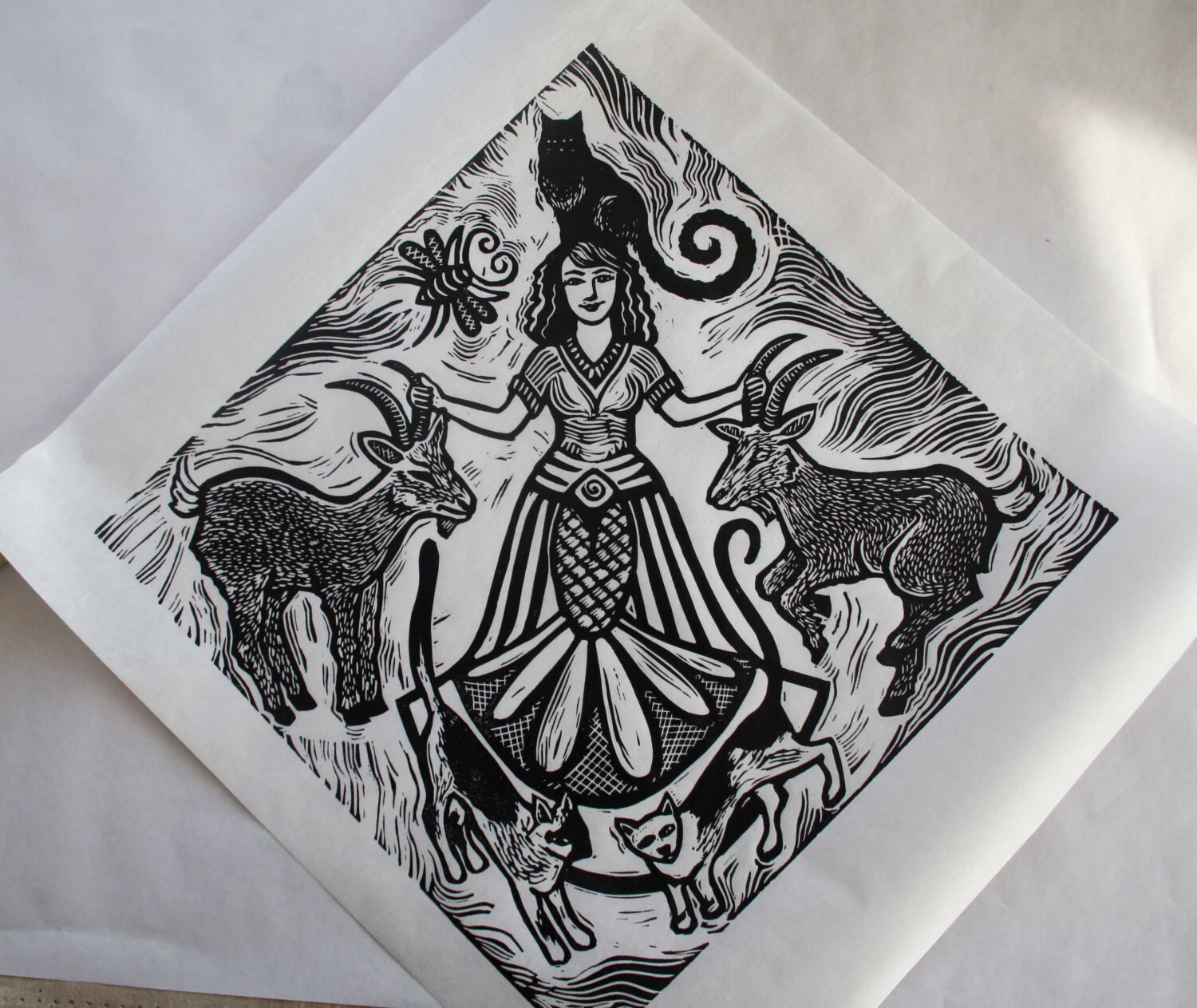 Self Portrait as Potnia Theron Linocut Print - Etsy