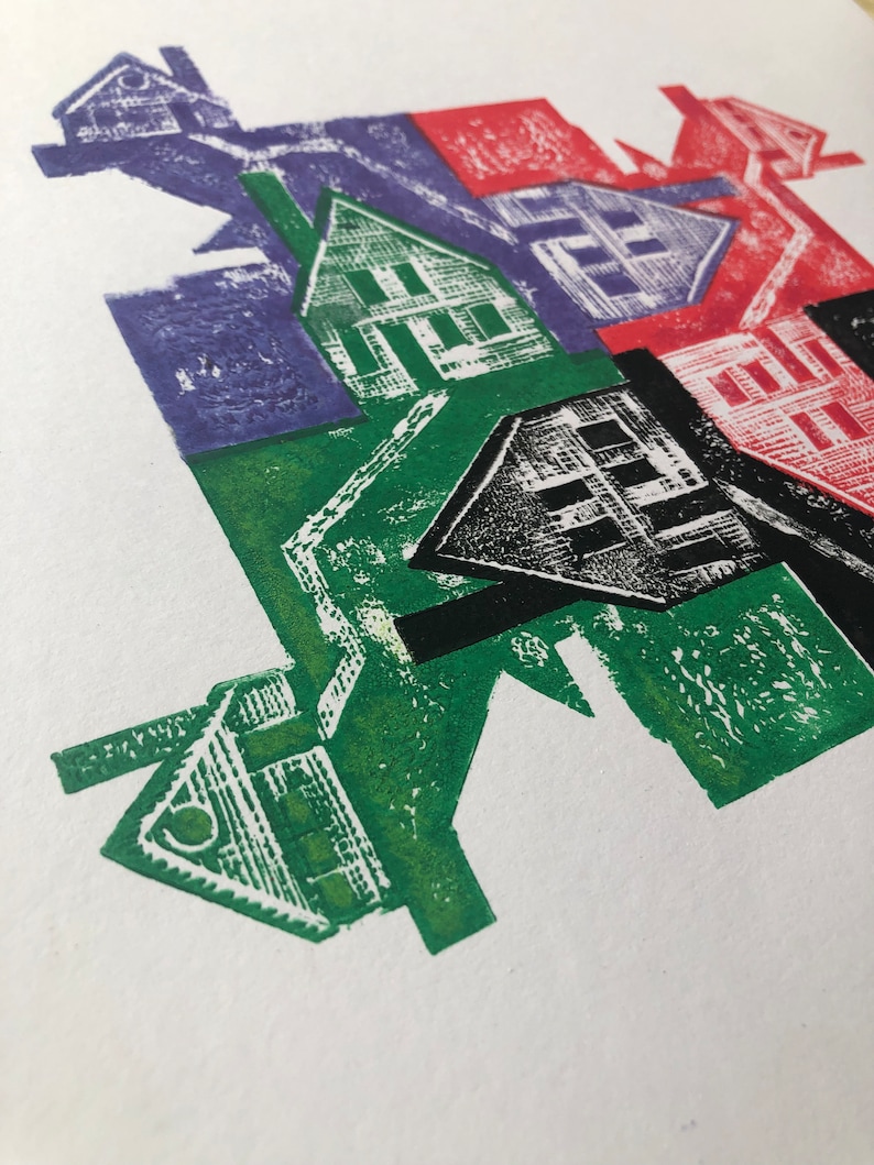 Neighborhood Tessellation Linocut - Etsy