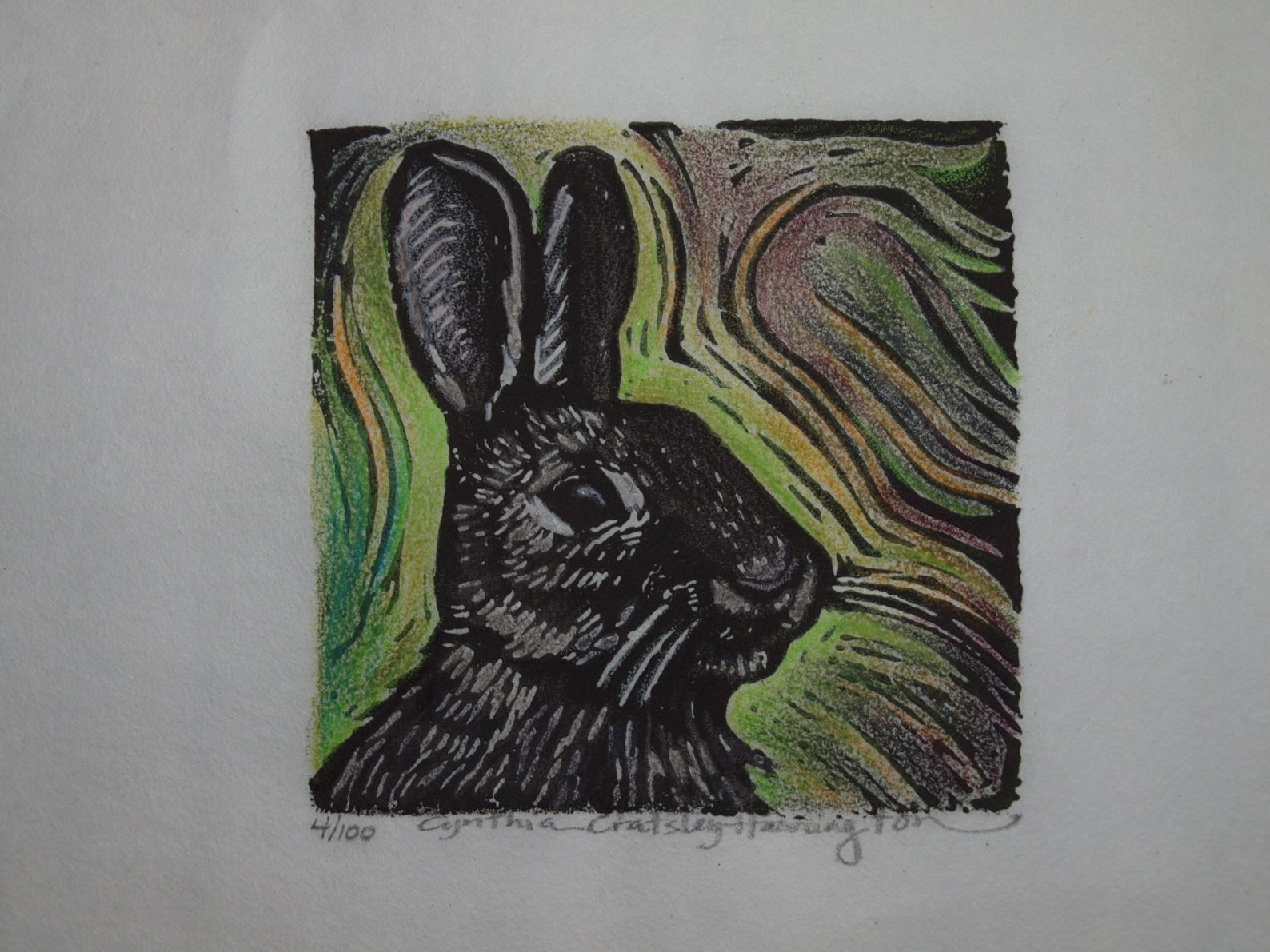 Rabbit Block Print - Etsy