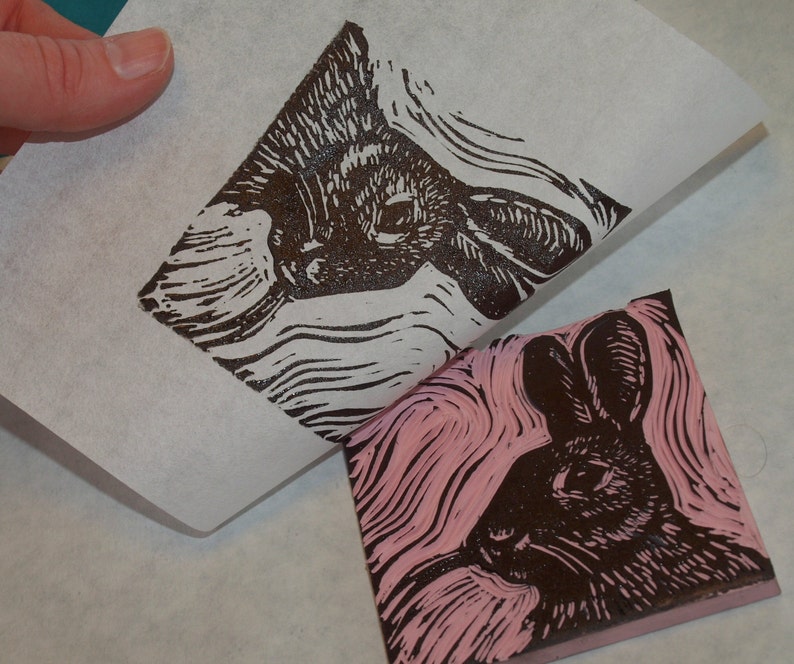 Rabbit Block Print - Etsy