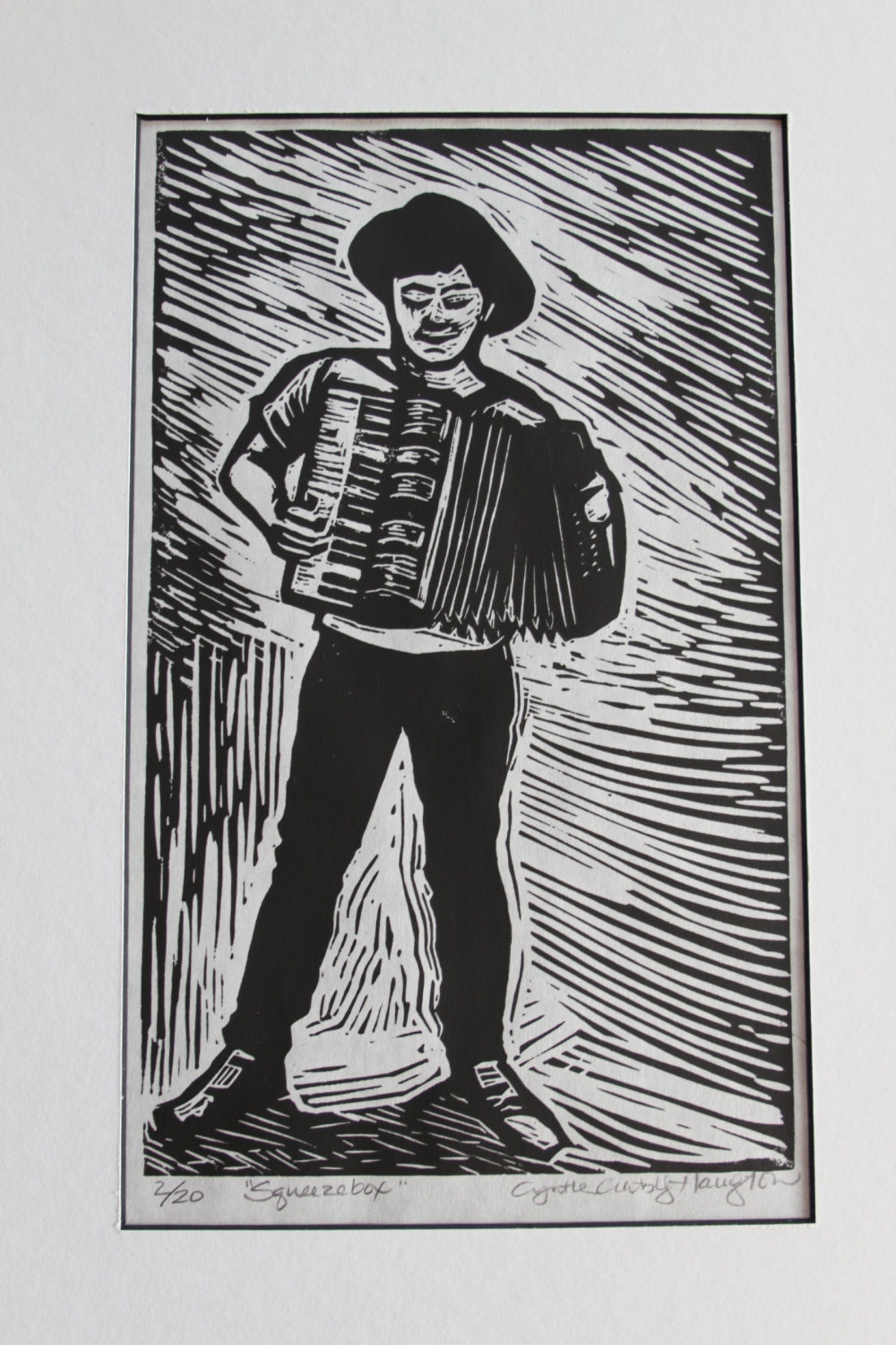 Squeezebox Accordian Player Linoleum Print - Etsy