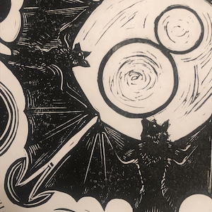 Balancing Bat Performance Linocut - Etsy