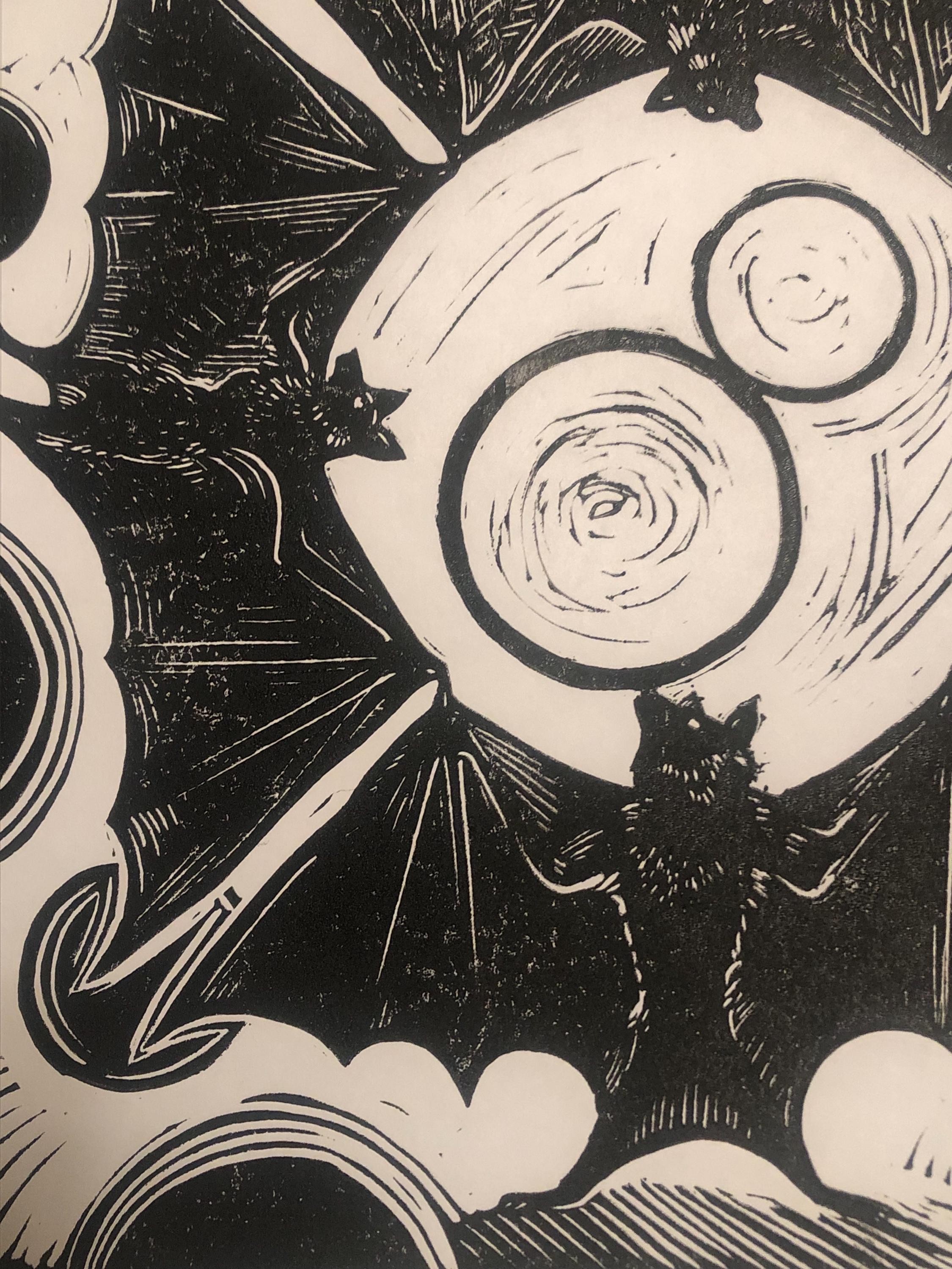 Balancing Bat Performance Linocut - Etsy