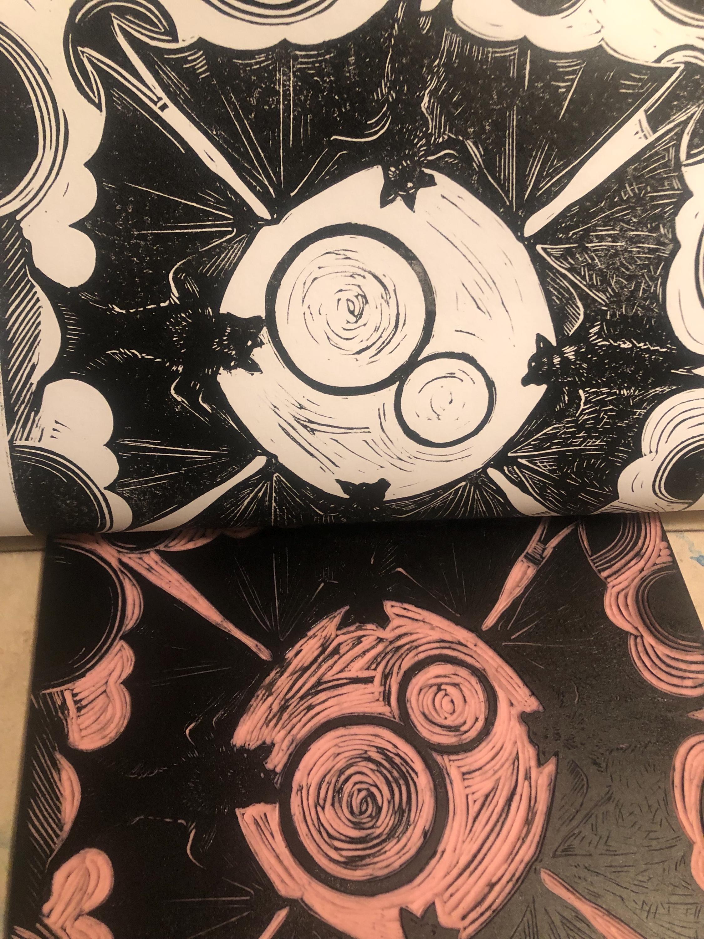 Balancing Bat Performance Linocut - Etsy