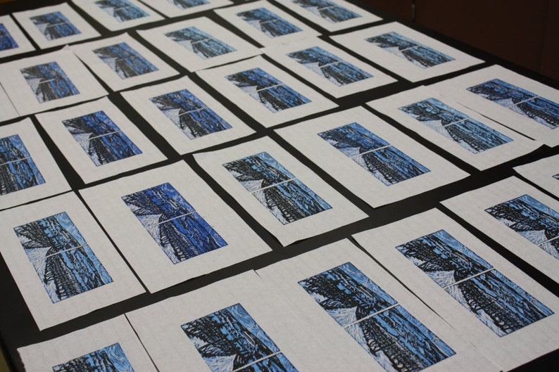 Winter Vineyard in the Finger Lakes Linoleum Print - Etsy