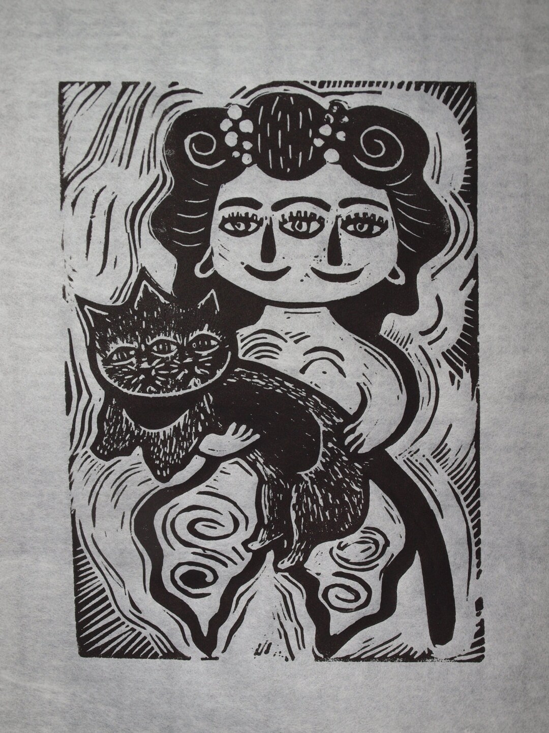 Self Portrait as Tlatilco Figure Linocut - Etsy