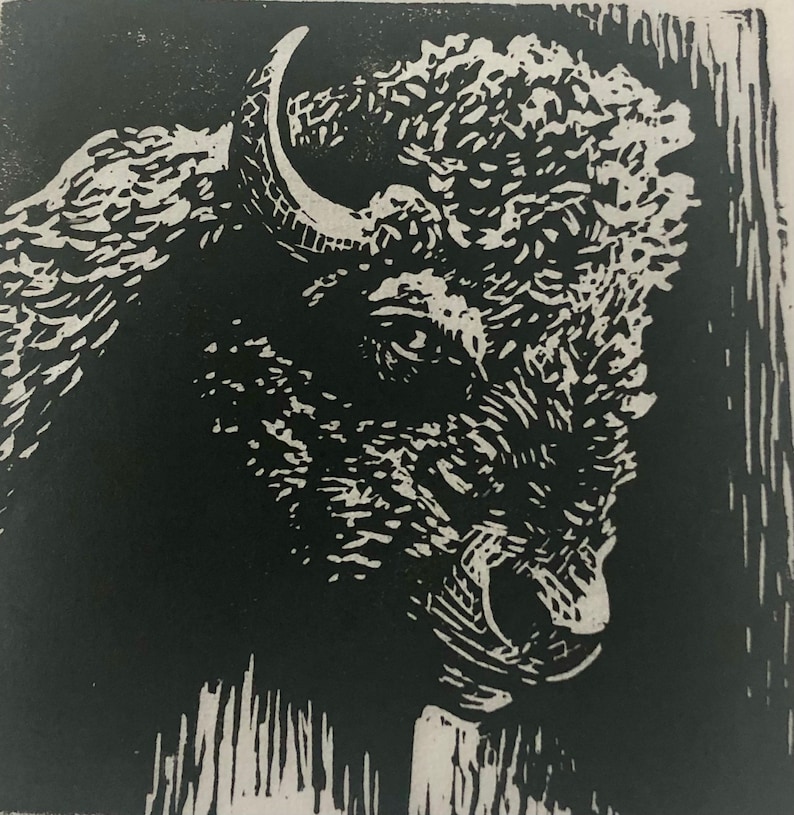 Buffalo Linocut - Etsy