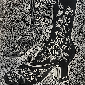Victorian Boots Linocut - Etsy