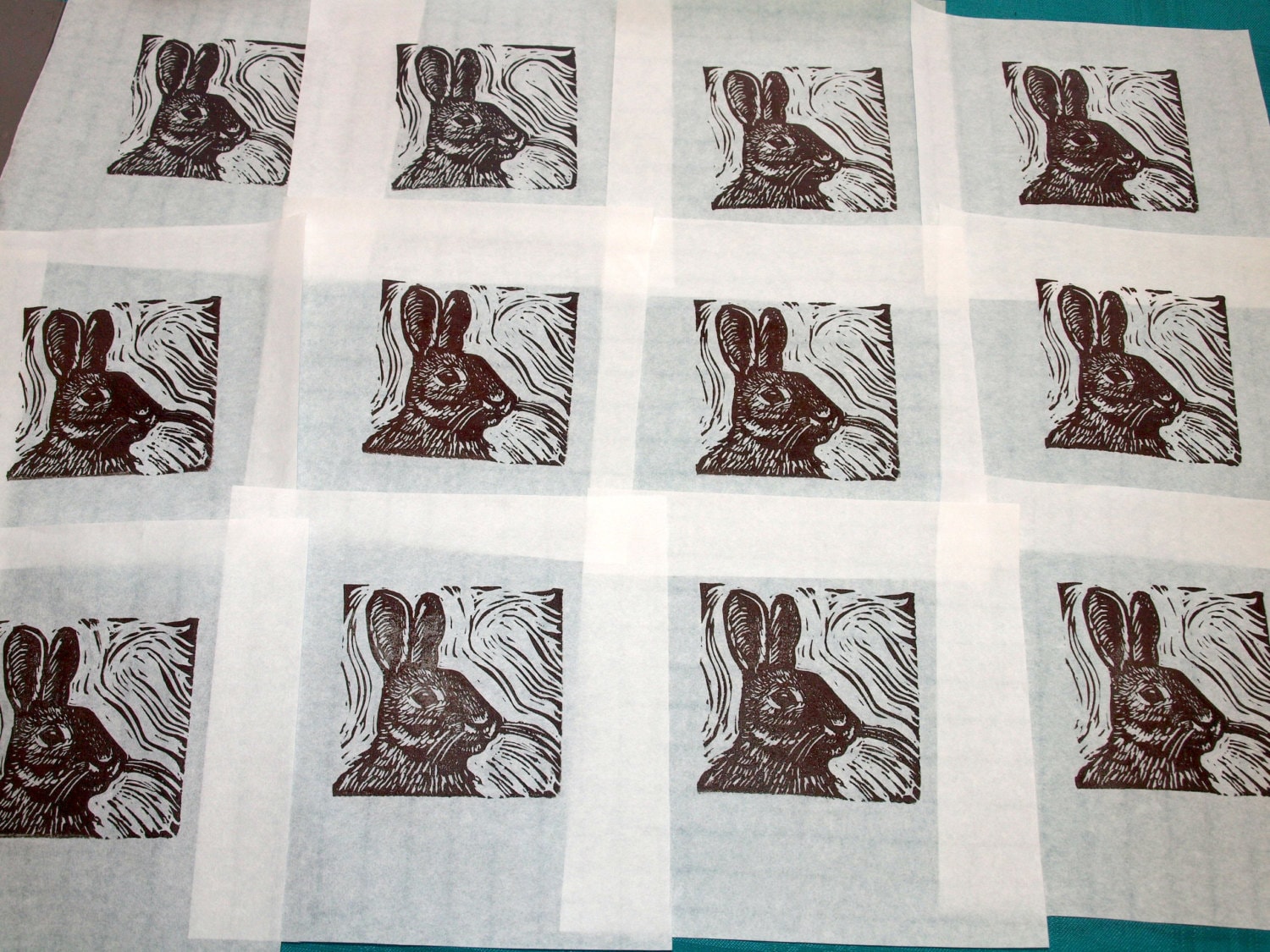 Rabbit Block Print - Etsy