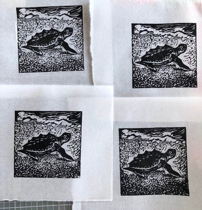 Baby Sea Turtle Linocut - Etsy
