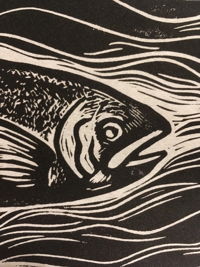 Lake Trout Linocut - Etsy