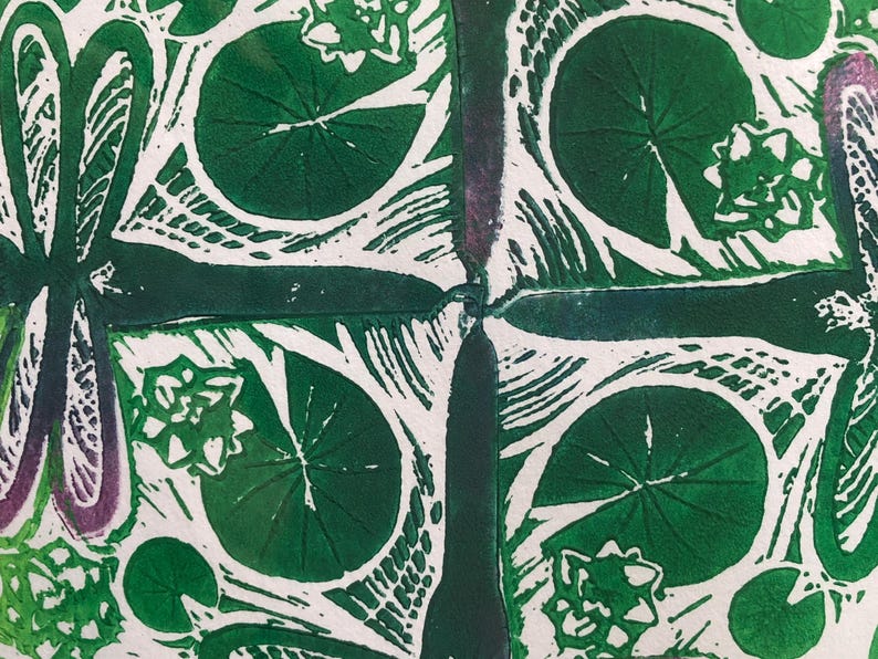 Dragonfly Tessellation Linocut - Etsy