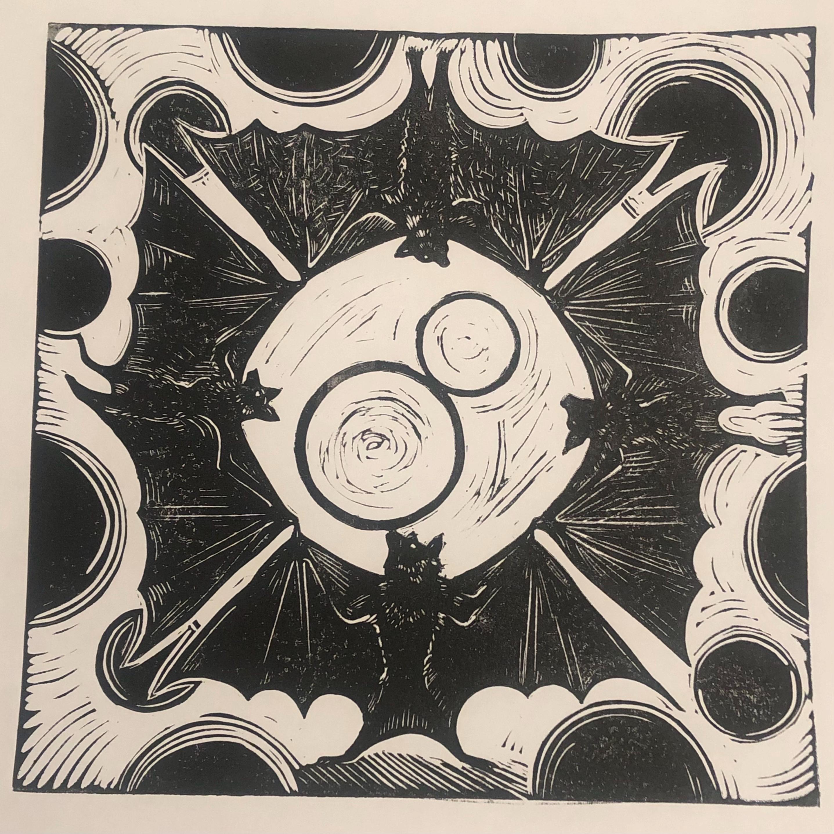 Balancing Bat Performance Linocut - Etsy