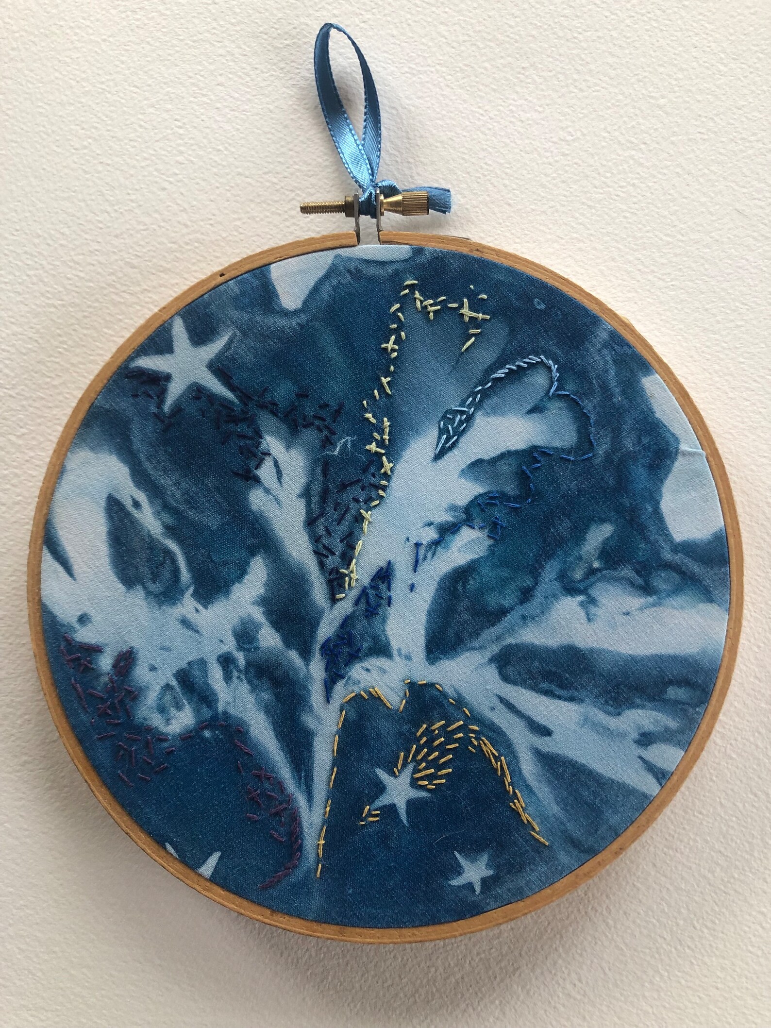 Seaweed and Starfish Cyanotype Embroidery Wall Hanging - Etsy