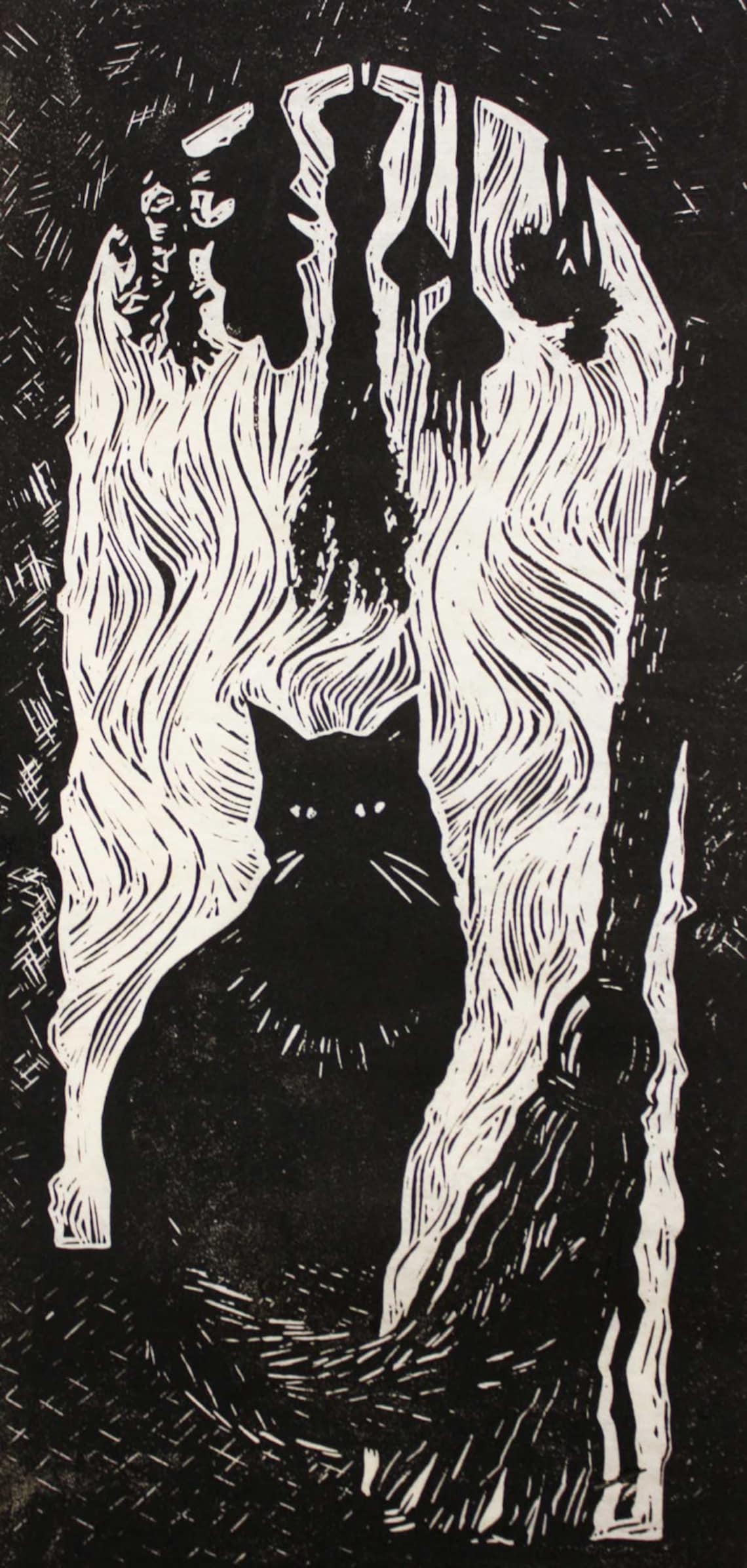 The Witch’s Cat Original Linocut Print by Cynthia Cratsley - Etsy
