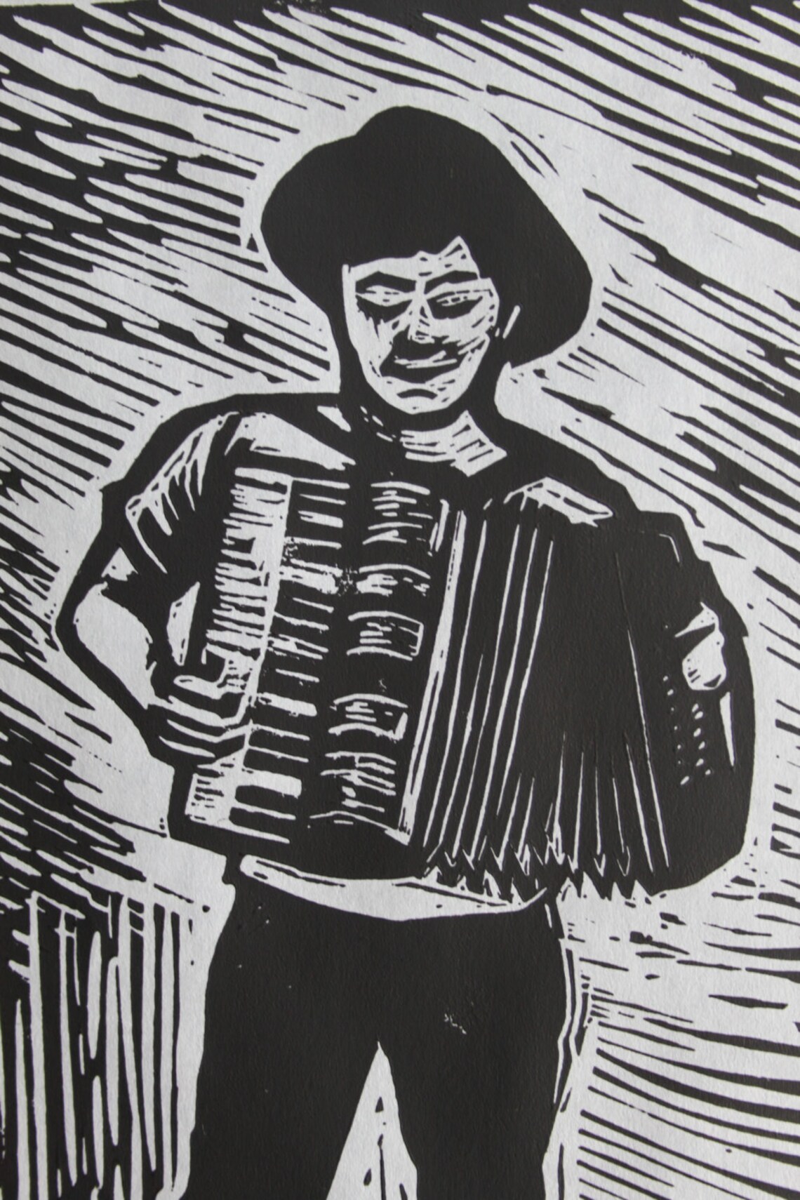 Squeezebox Accordian Player Linoleum Print - Etsy