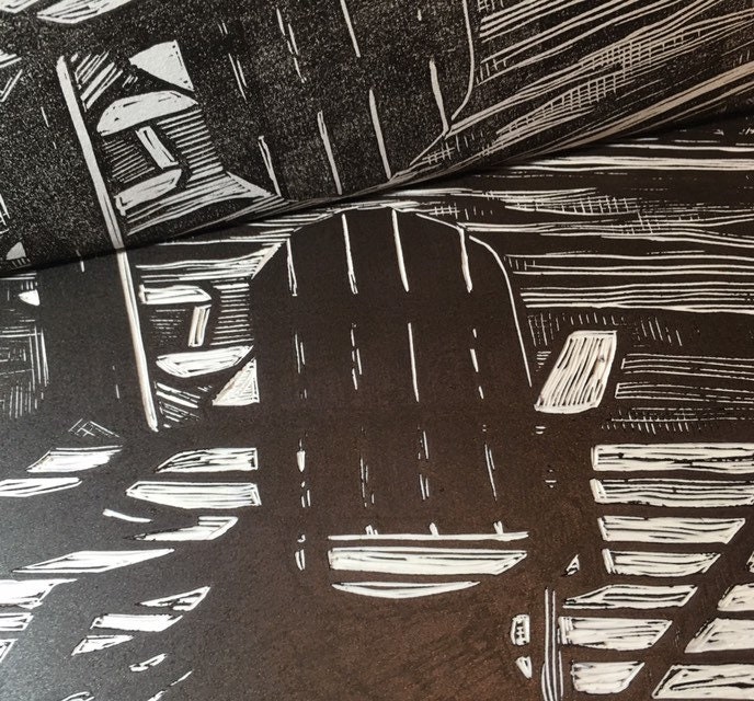 Lakeside Linocut Print - Etsy