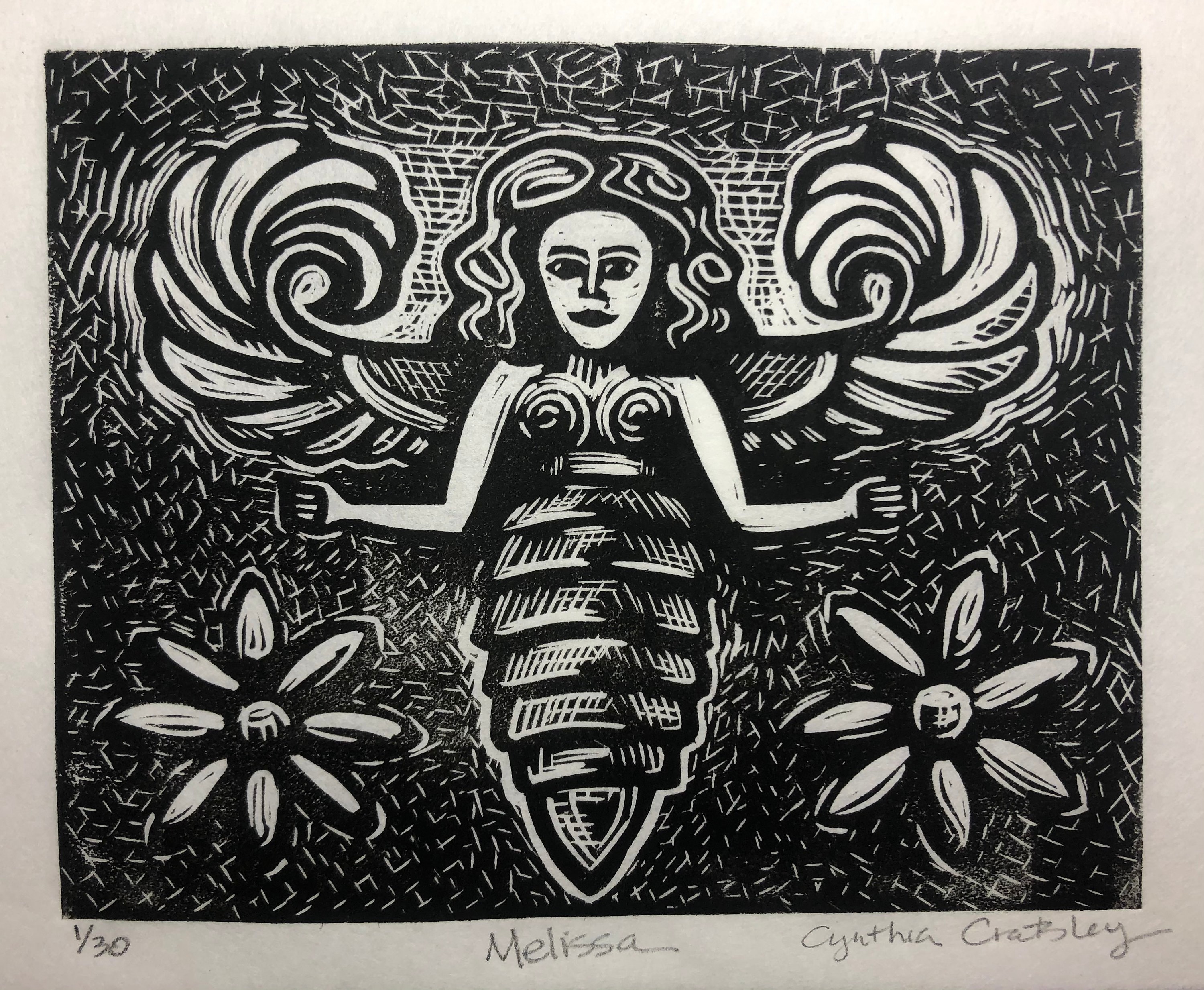 Melissa Bee Goddess Linocut - Etsy