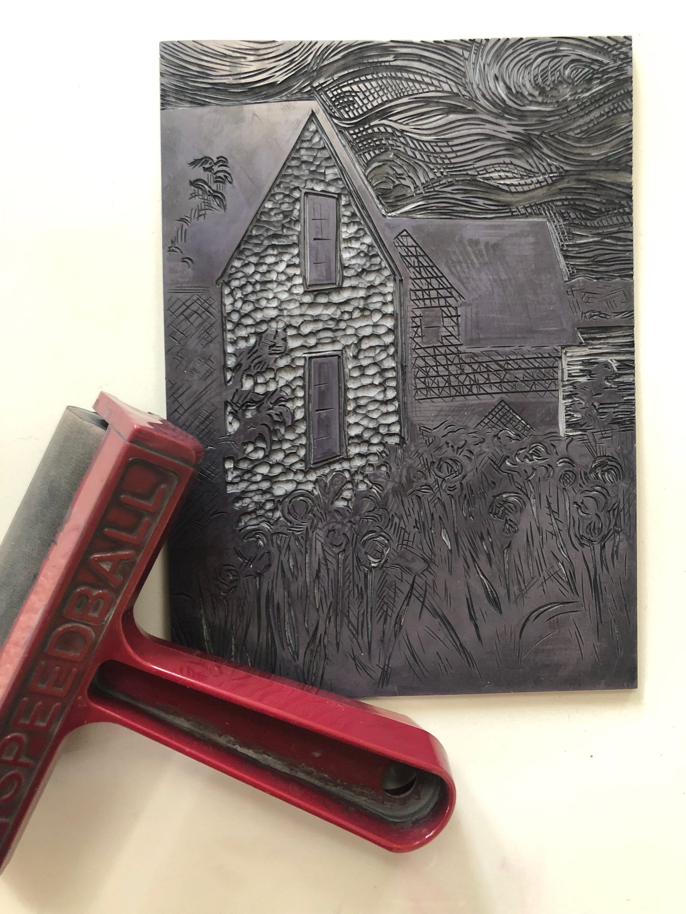 Cottages, Star Island NH Linocut - Etsy