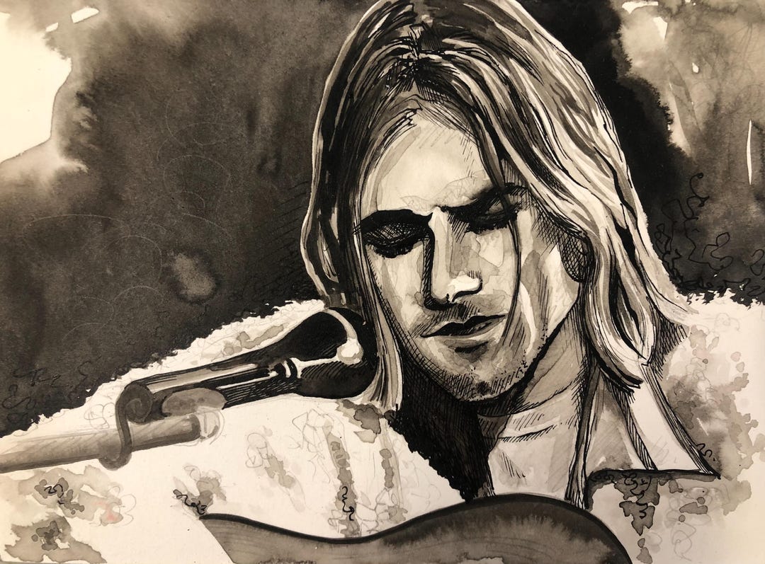 Kurt Cobain Original Pen and Ink Drawing - Etsy