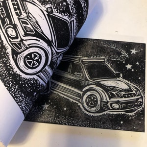 Celestial Subaru Baja Linocut Print - Etsy
