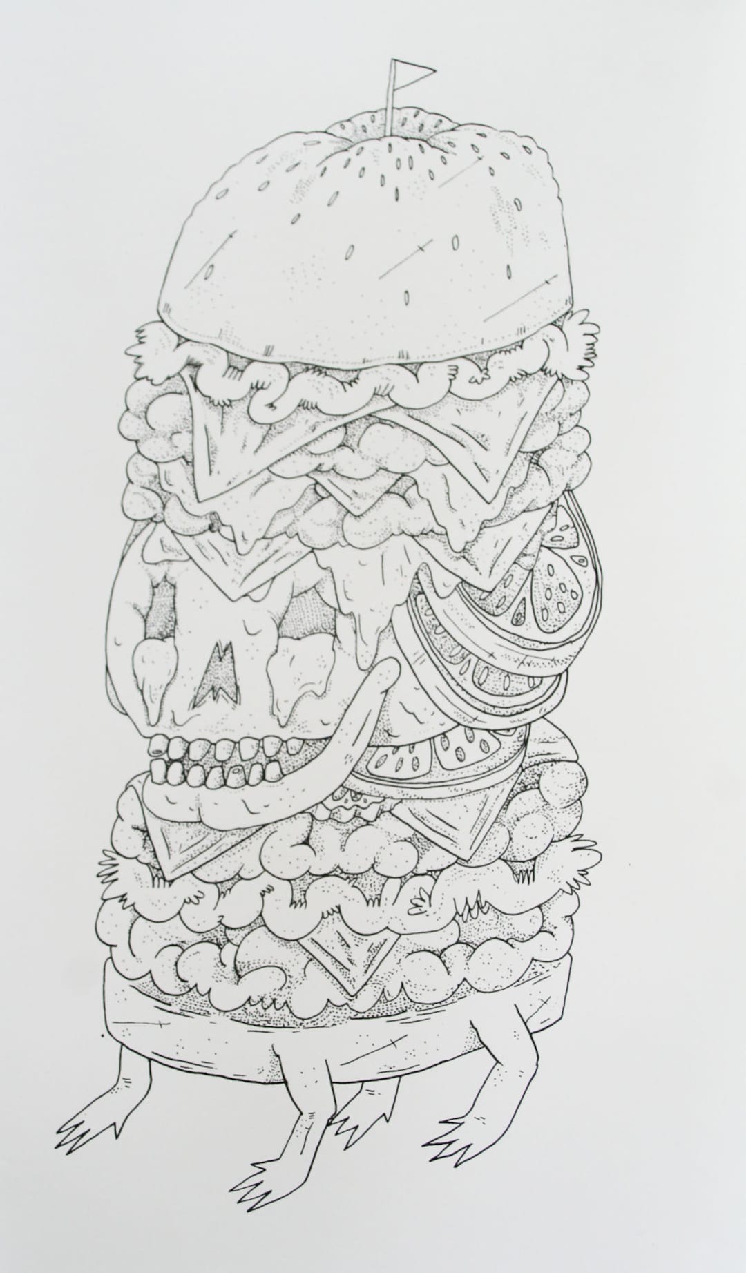 Burger Illustration by Caleb Harrington - Etsy