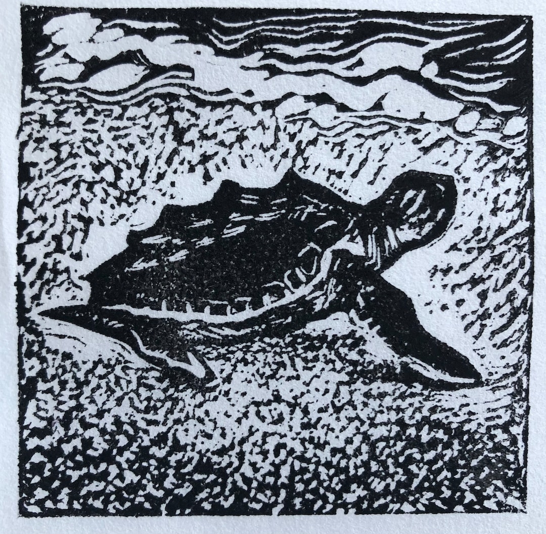 Baby Sea Turtle Linocut - Etsy