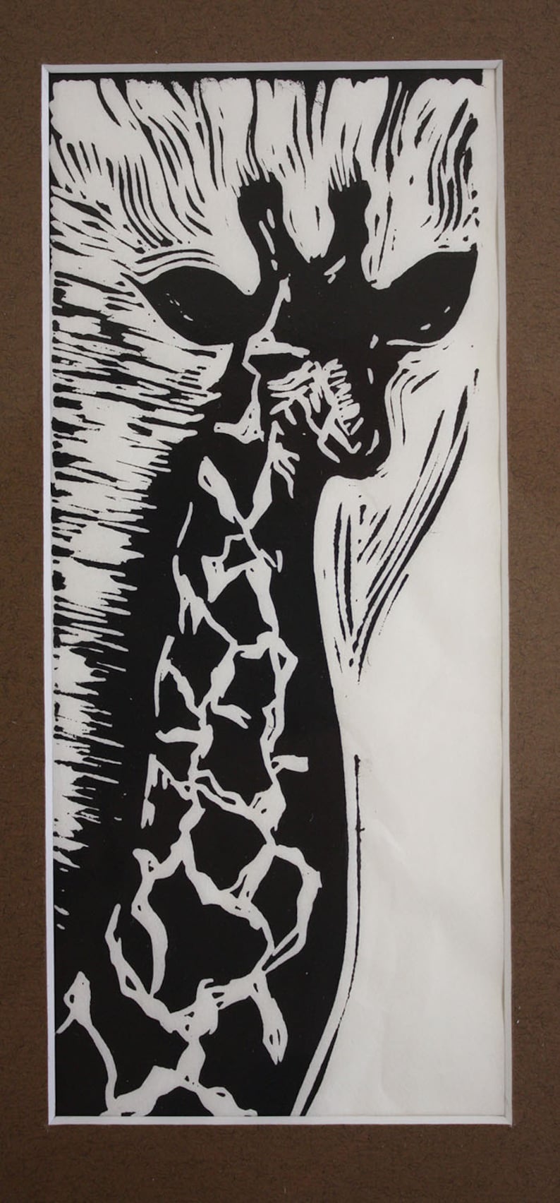 Giraffe Linoleum Print - Etsy