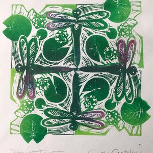 Dragonfly Tessellation Linocut - Etsy