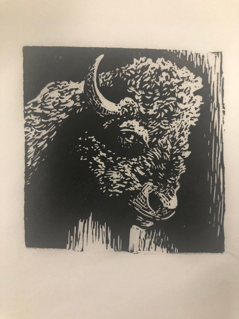 Buffalo Linocut - Etsy