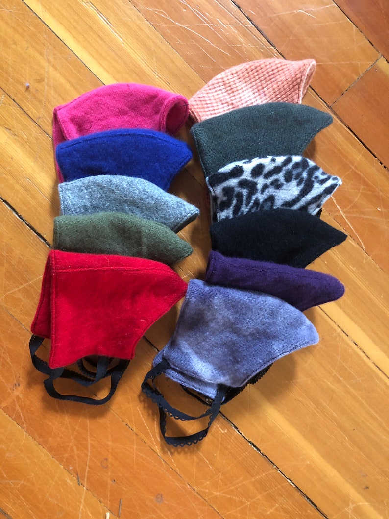 Handcrafted Recycled Cashmere Face Mask Reversible Machine Washable ...