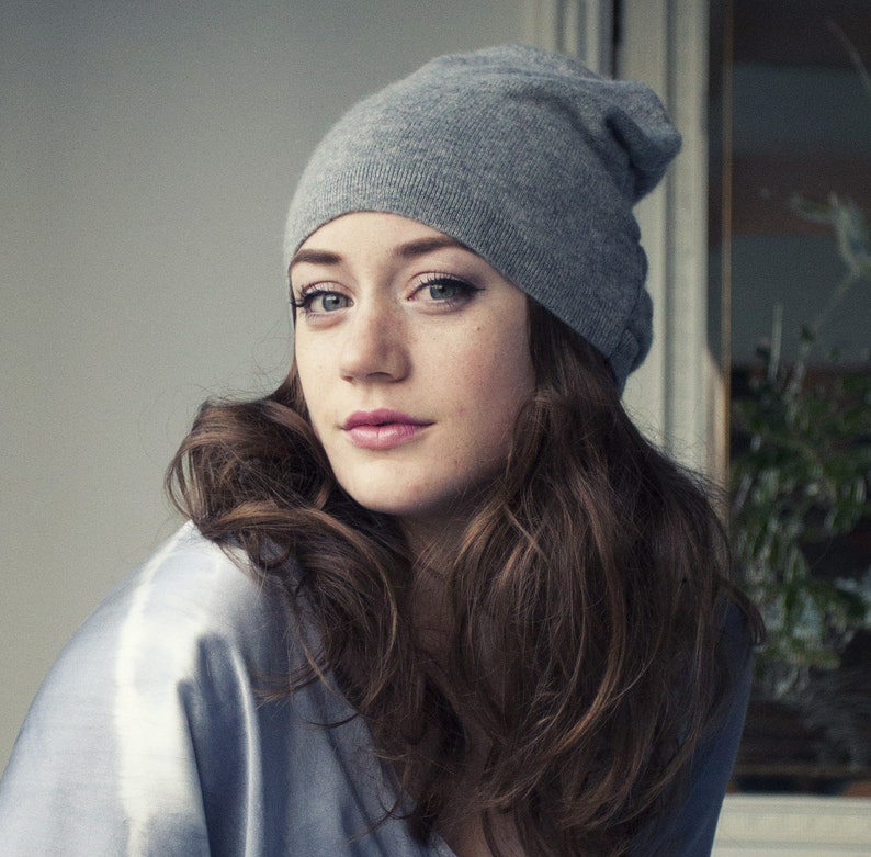 Cashmere Hat Slouchy Beanie Side Gathered Detail in Brown From Vintage ...