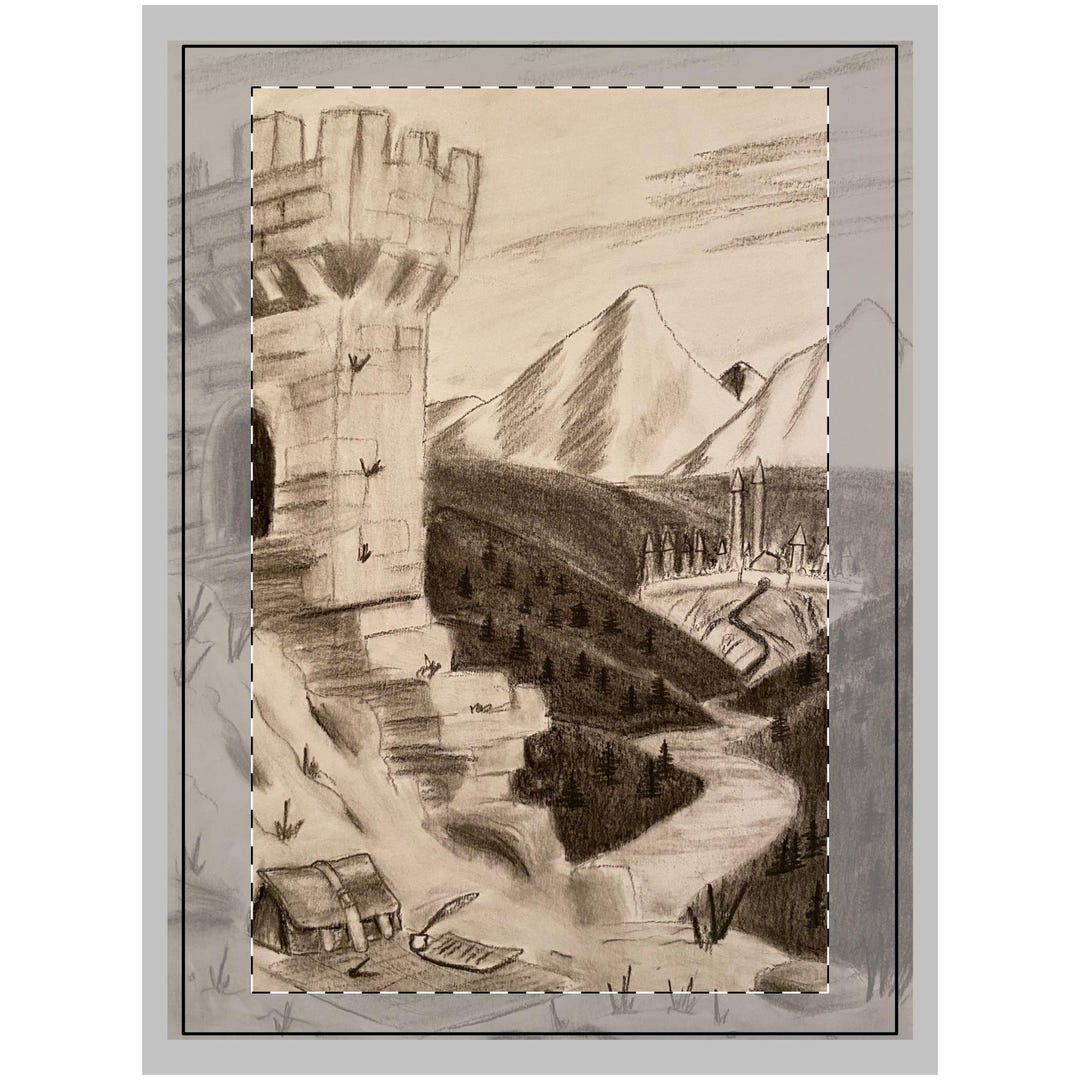 Medieval Castle Sketch Wall Tapestry | Mountain Landscape - Etsy