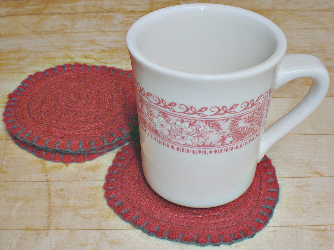 Wool Coasters RED & BLACK Felted Wool Upcycled Mug Rugs by - Etsy