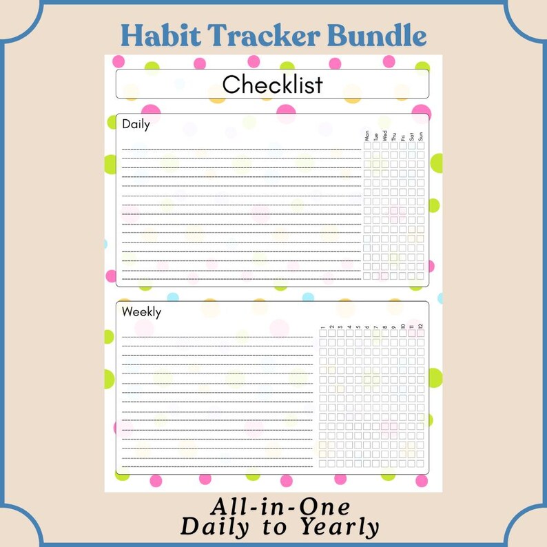 Daily Weekly Monthly Habit Tracker Printable | All-in-one Goal Planner ...