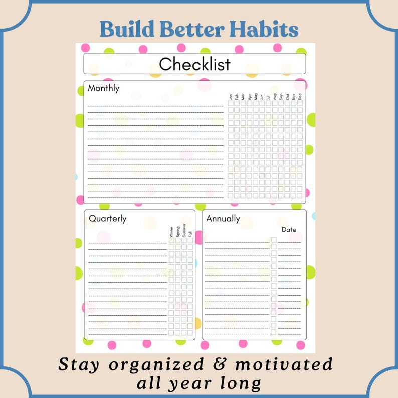 Daily Weekly Monthly Habit Tracker Printable | All-in-one Goal Planner ...