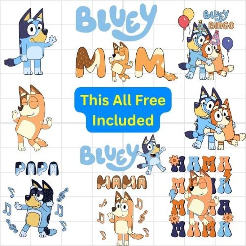 Bluey Two Fonts, Bluey SVG, Kids Font, Digital Font Download, Canva ...