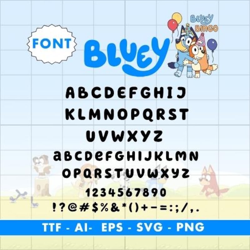Bluey Alphabet Font - Etsy Denmark