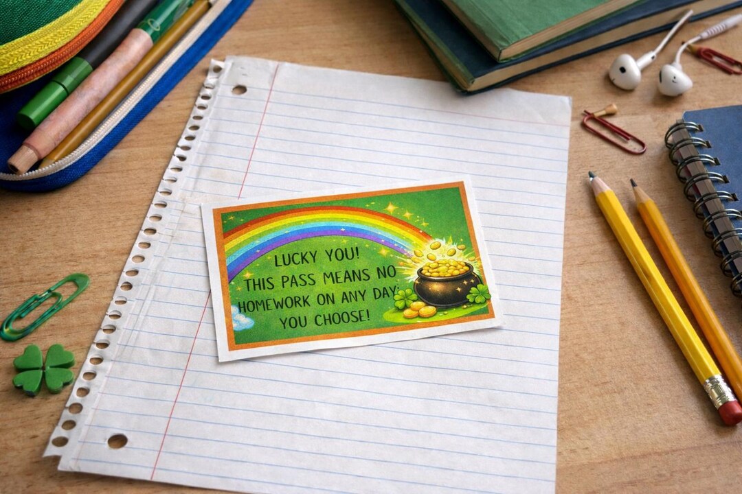 St. Patrick's Day No Homework Pass - Etsy