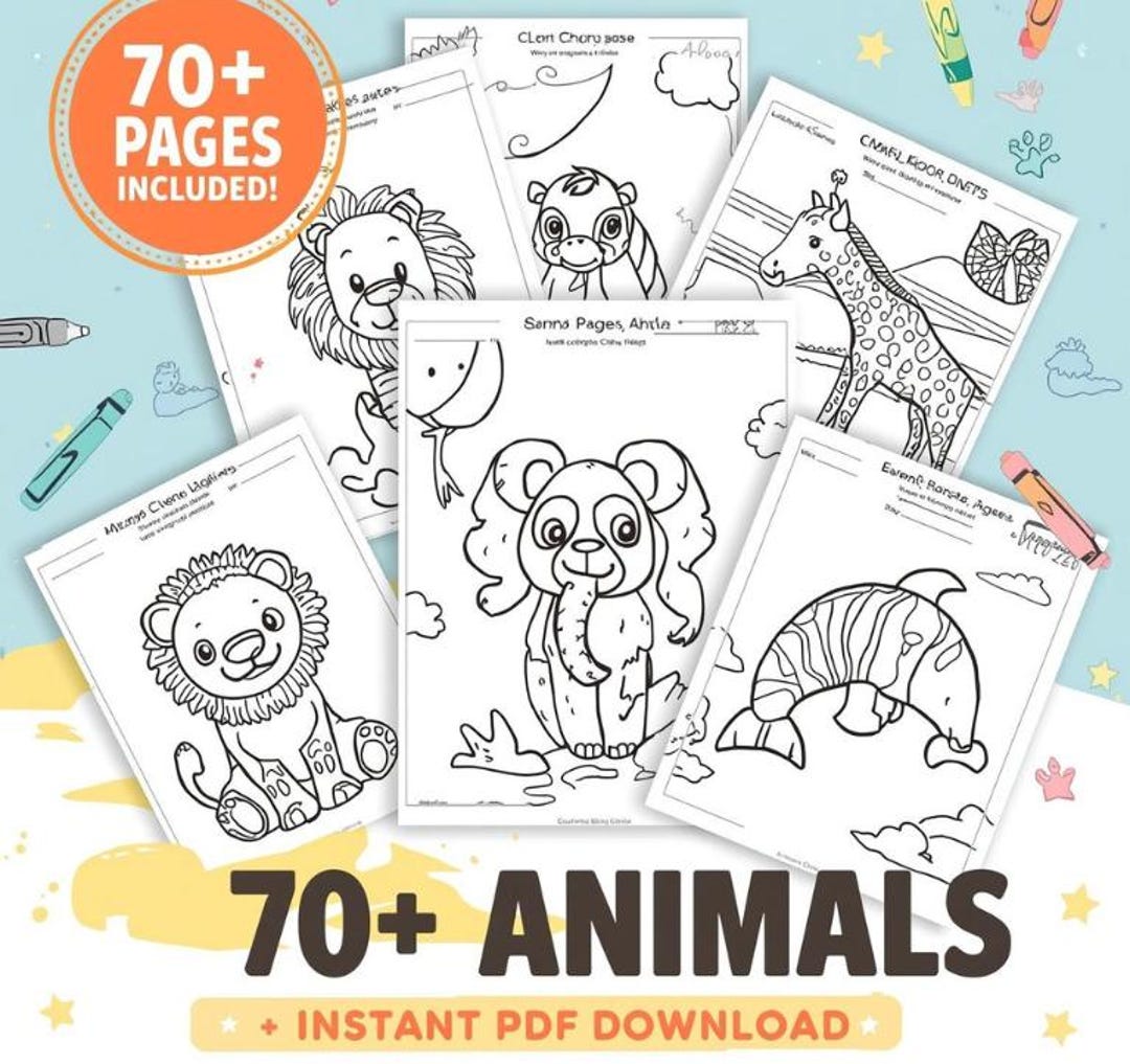 Jungle Safari Animals Coloring Pages | Kids Activity Printable | 70 ...