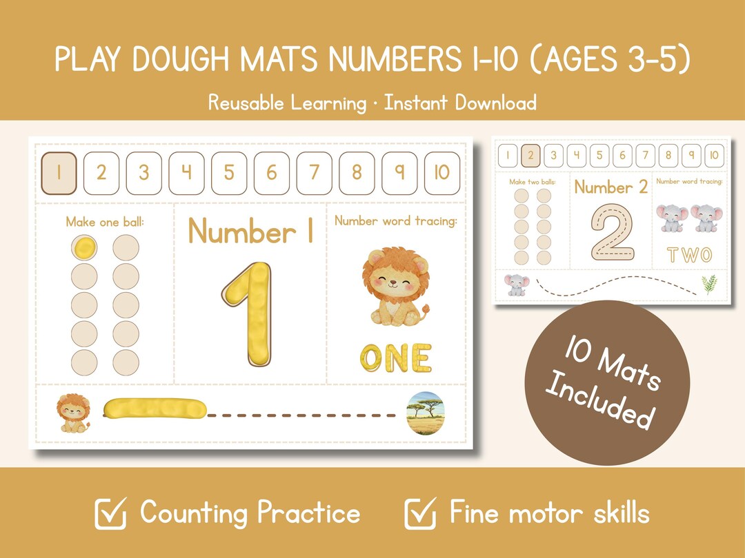 Zoo Number Play Dough Mats 1-10, Counting & Number Formation Activity ...