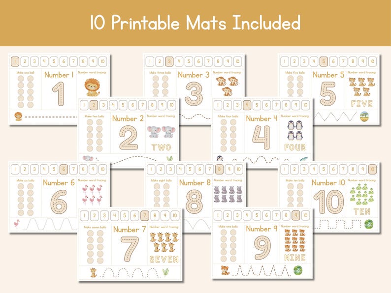 Zoo Number Play Dough Mats 1-10, Counting & Number Formation Activity ...