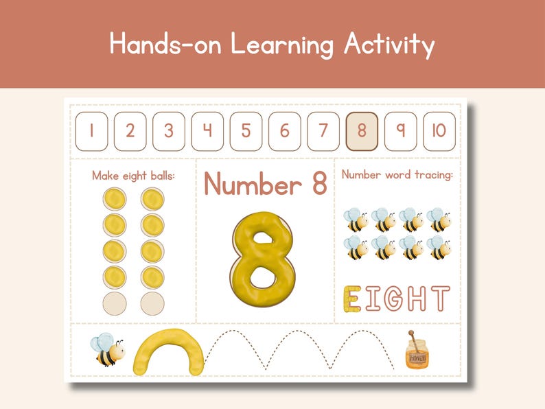 Play Dough Mats Numbers 1-10, Preschool Counting Activity (digital ...