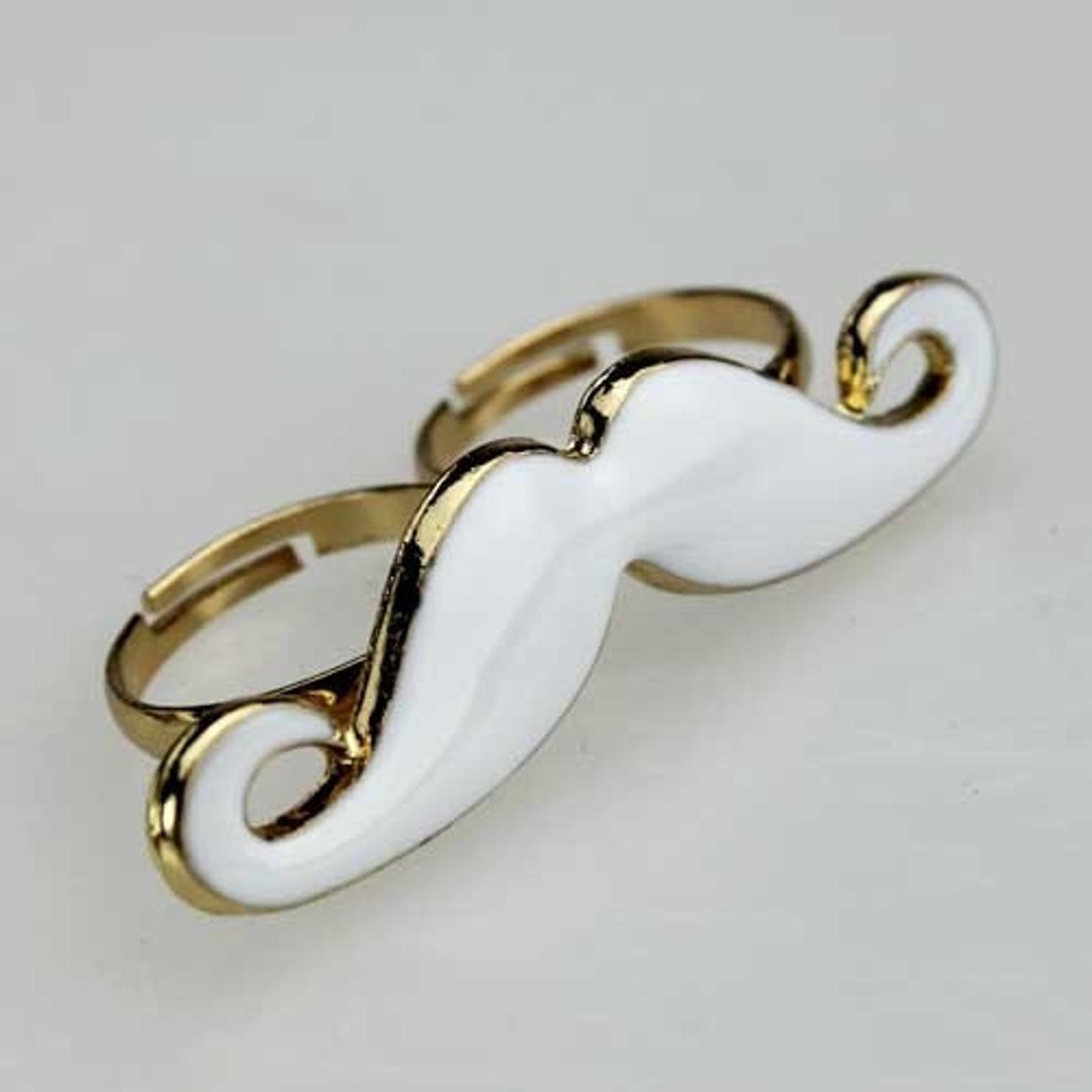 White Mustache Ring Adjustable - Etsy