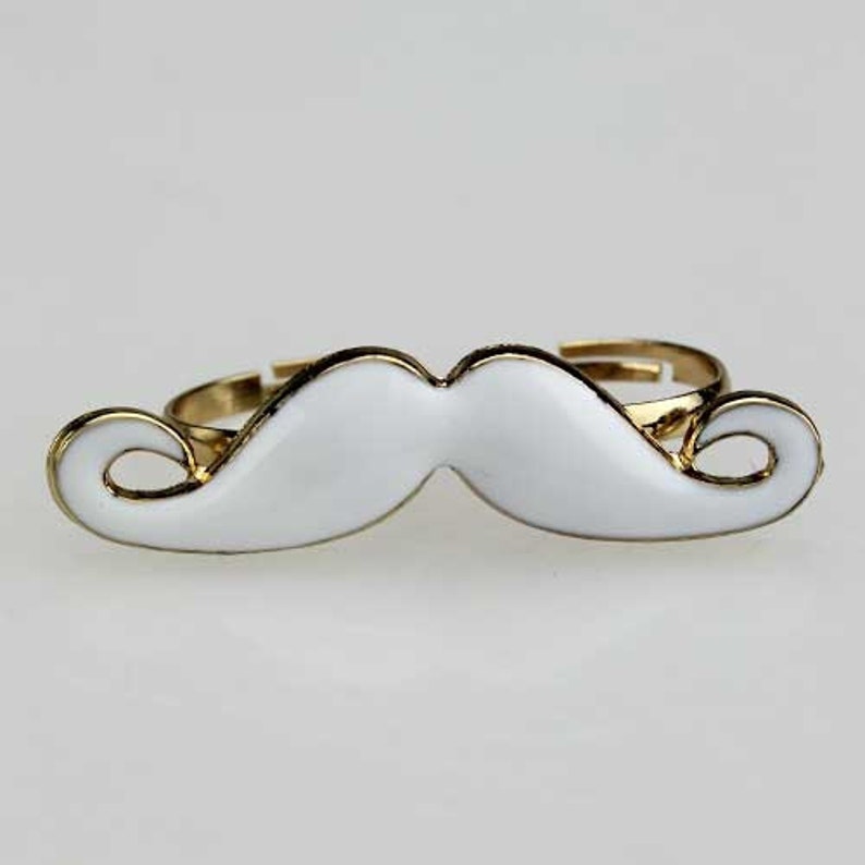 White Mustache Ring Adjustable - Etsy