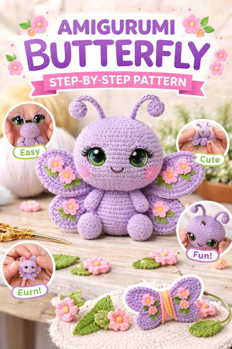 Amigurumi Butterfly Crochet Pattern | Beginner Friendly PDF (instant ...