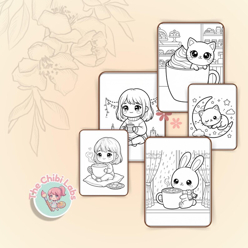 Cozy Chibi Girls Coloring Book, 25 Bold and Easy Pages for Kids and ...